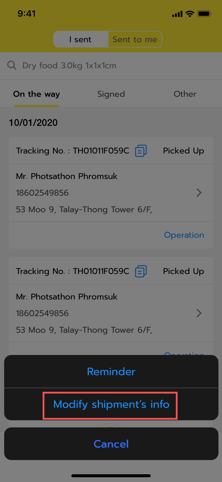 Modify parcel Information | Call Center | Flash Express